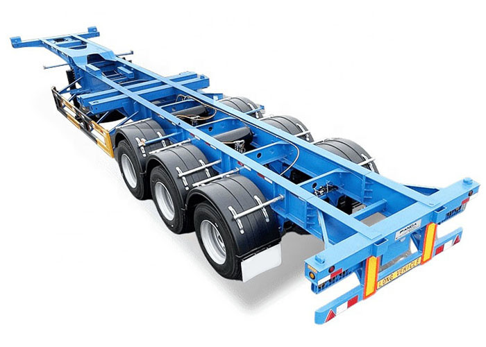 Tri Axle Skeletal Trailer 12m châssis bleu de conteneur de 11.00r20